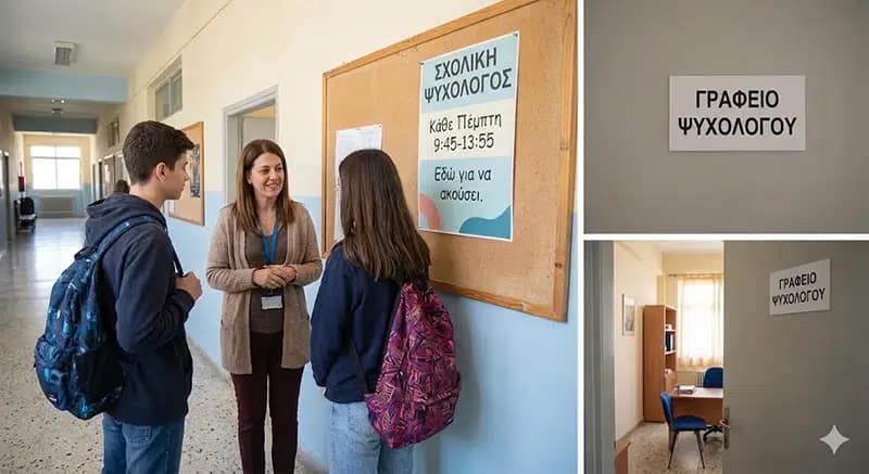 Σχολικός ψυχολόγος κάθε Πέμπτη 9:45–13:55 στο σχολείο